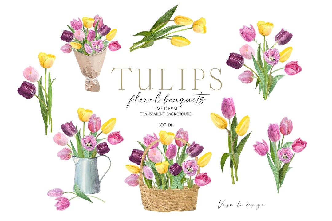 Bouquets Blooming Tulip Flowers PNG, Spring Floral Bouquets, Tulip ...