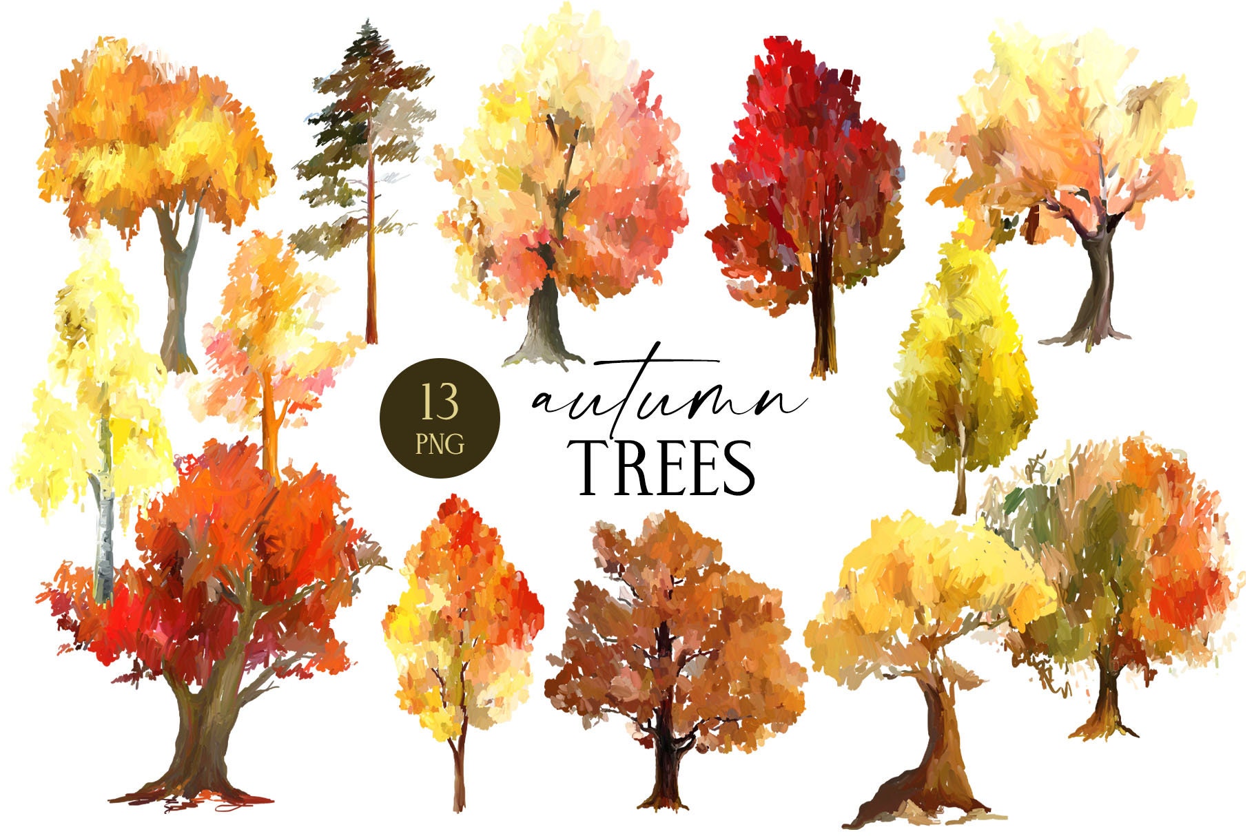 Autumn Isolated Trees PNG Forest Trees Clipart Realistic - Etsy