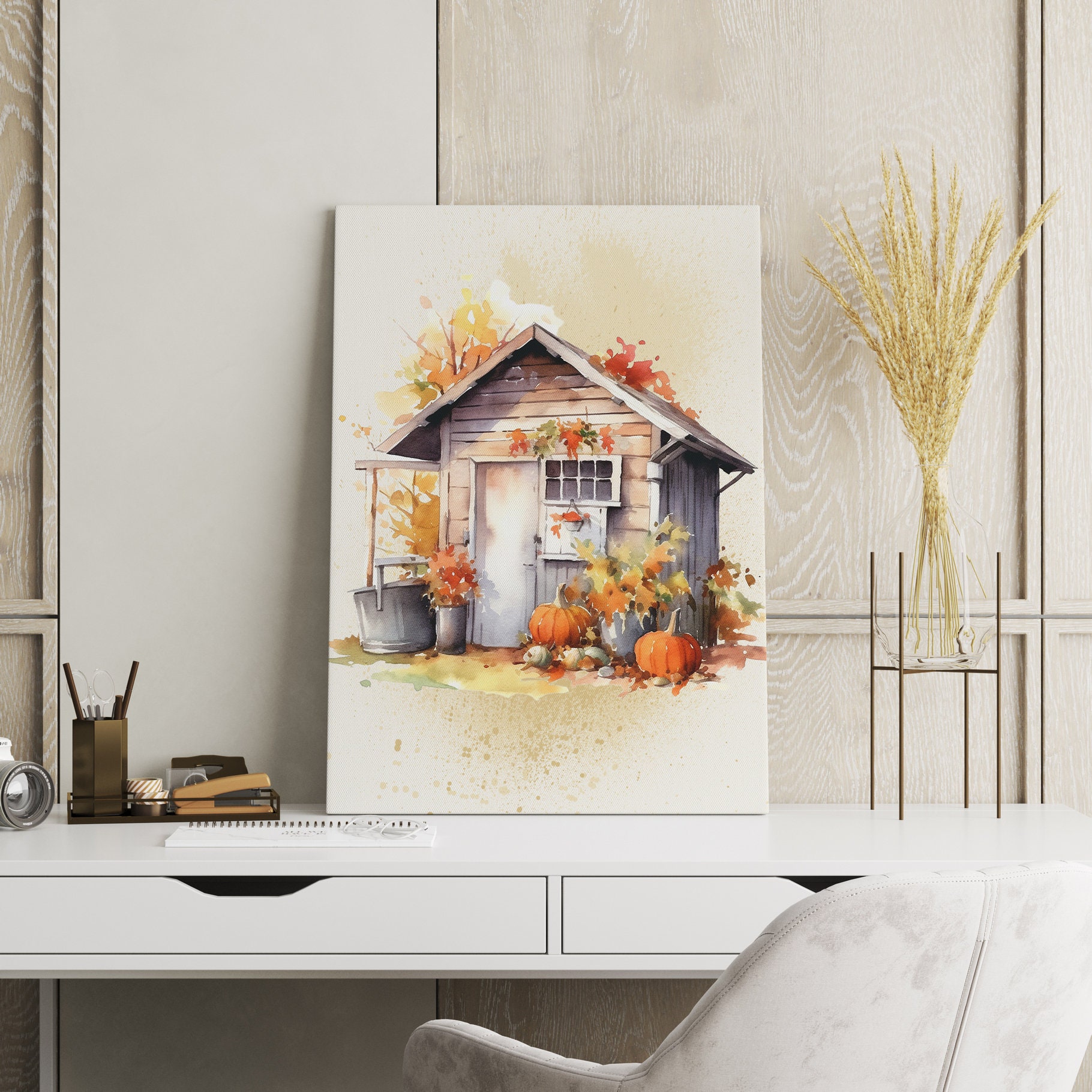 Watercolor Autumn Farm Clipart: Thanksgiving Pumpkins PNG (digital ...