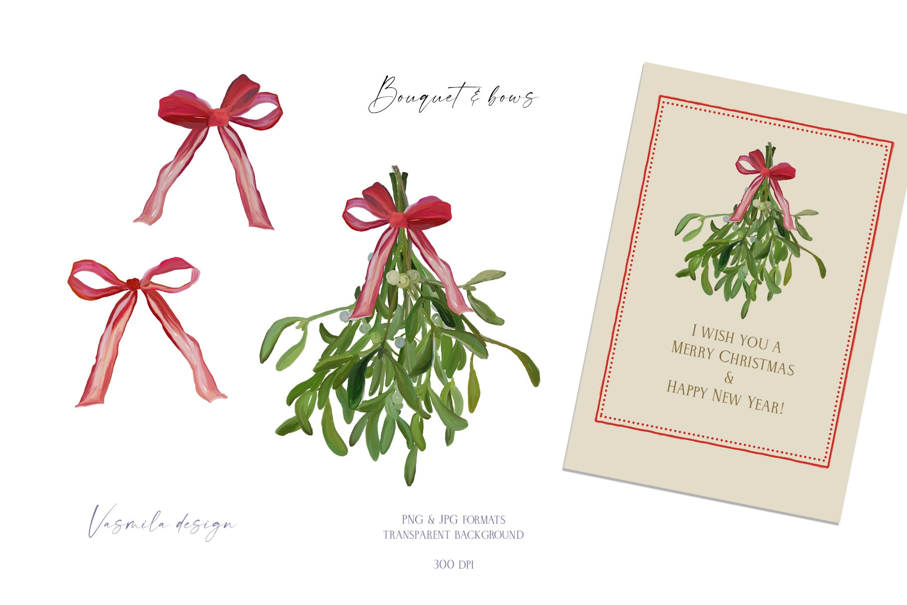 Mistletoe Borders and Frames, Vintage Style Garlands PNG, Christmas ...