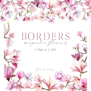 Magnolia Floral Borders Png, Pink Flower Frames Clipart, Floral Border ...