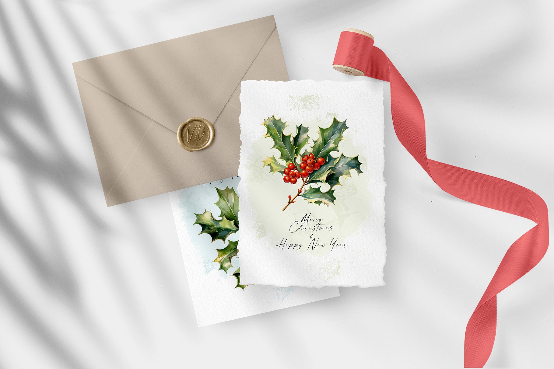 Christmas Holly Watercolor Clipart, Watercolour Holly With Berries ...