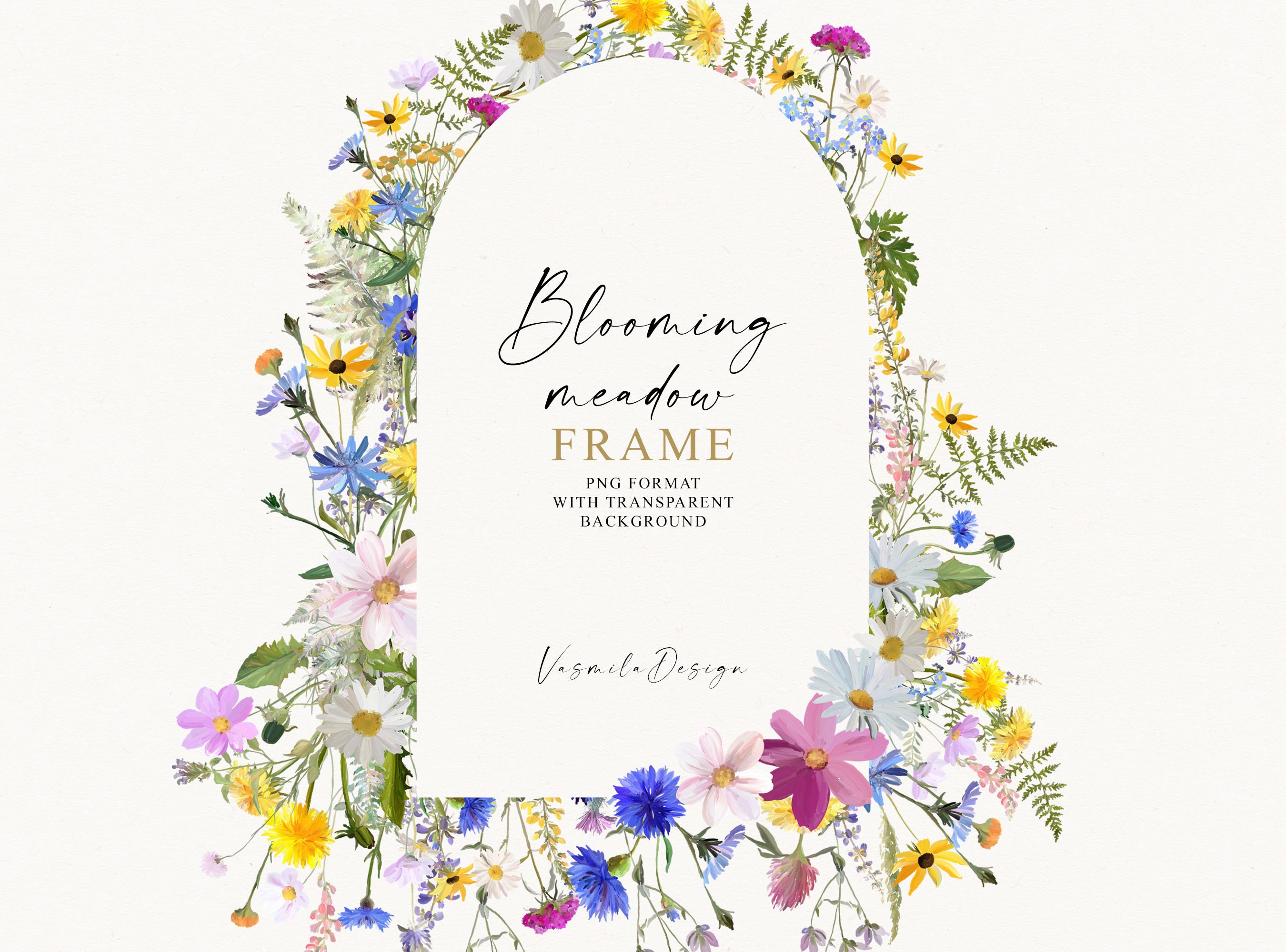Wildflowers Floral Frame PNG, Wildflowers Border, Summer Meadow Flowers ...