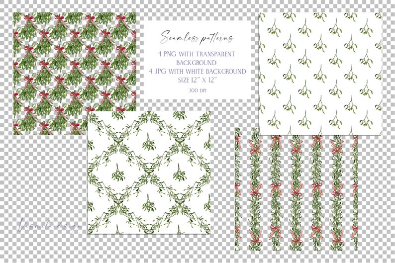 Mistletoe Borders and Frames, Vintage Style Garlands PNG, Christmas ...
