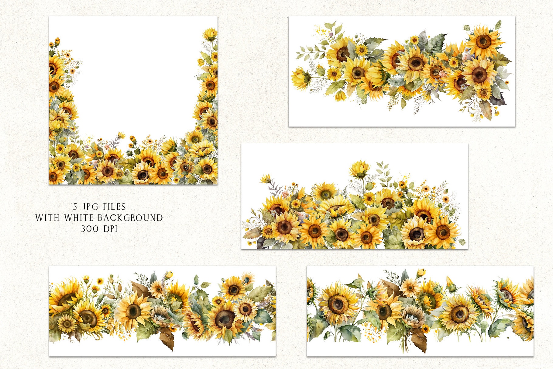 Watercolor Sunflower Borders: Floral Frame PNG (digital Download) - Etsy