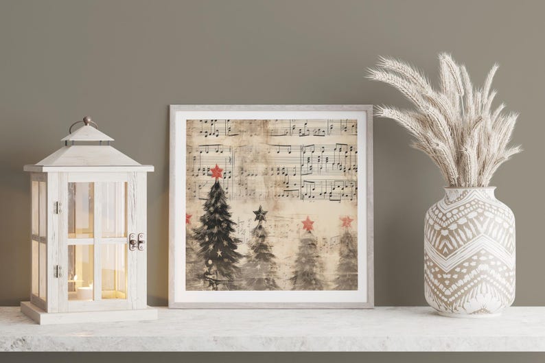 Vintage Christmas Carols Sheet Music: Retro Digital Paper (12x12 JPG ...