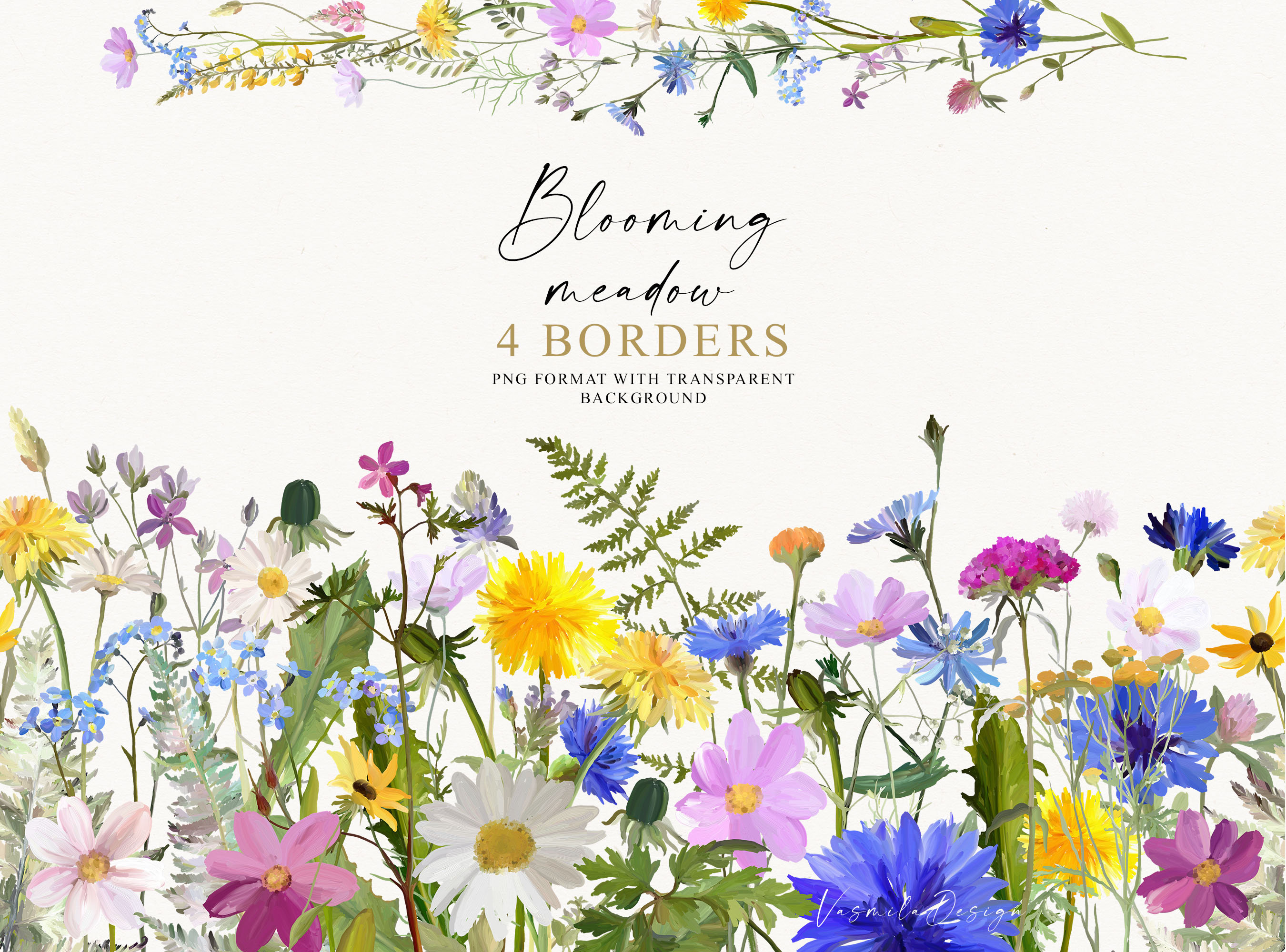 Wildflowers Floral Borders Summer Meadow Flowers Floral - Etsy