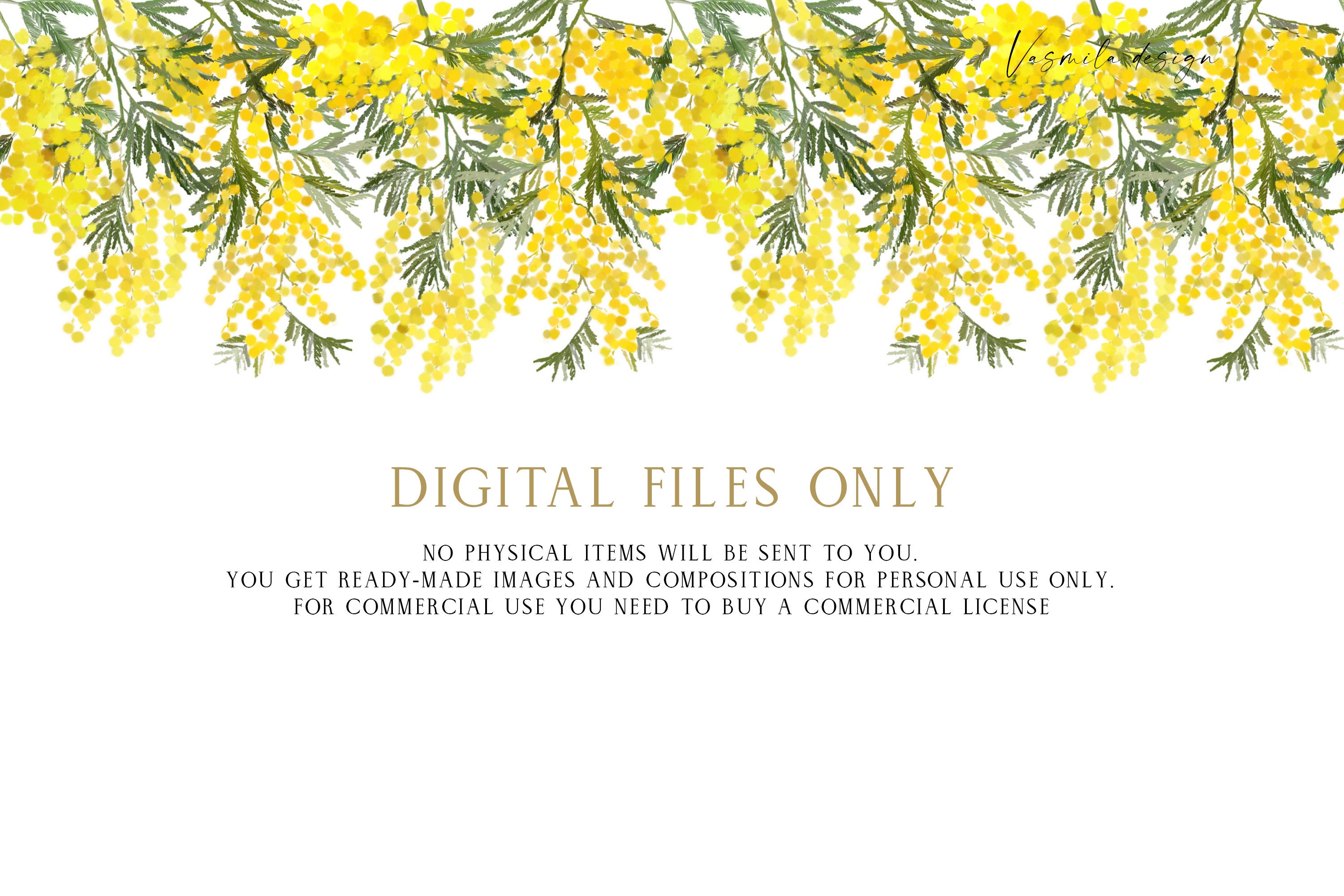 Spring Flower Borders PNG, Mimosa Floral Garlands, Yellow Floral ...