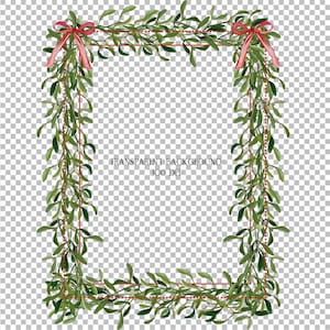 Christmas Mistletoe Garlands: Vintage Frames & Seamless Patterns (PNG ...