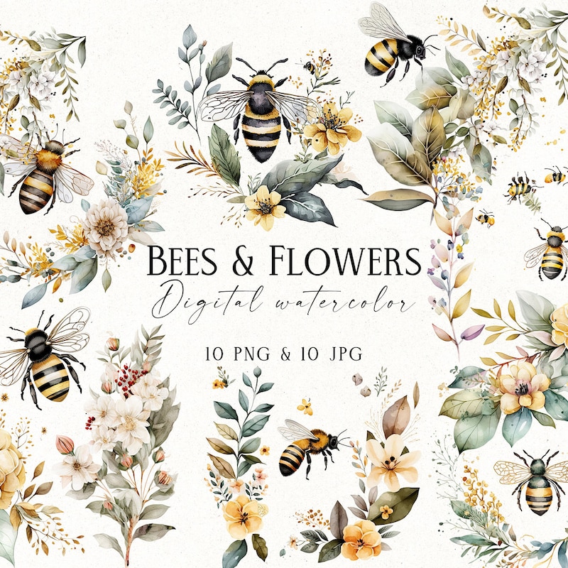 Bee Watercolor - Etsy