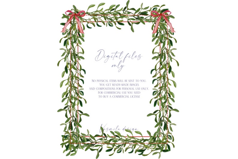 Mistletoe Borders and Frames, Vintage Style Garlands PNG, Christmas ...
