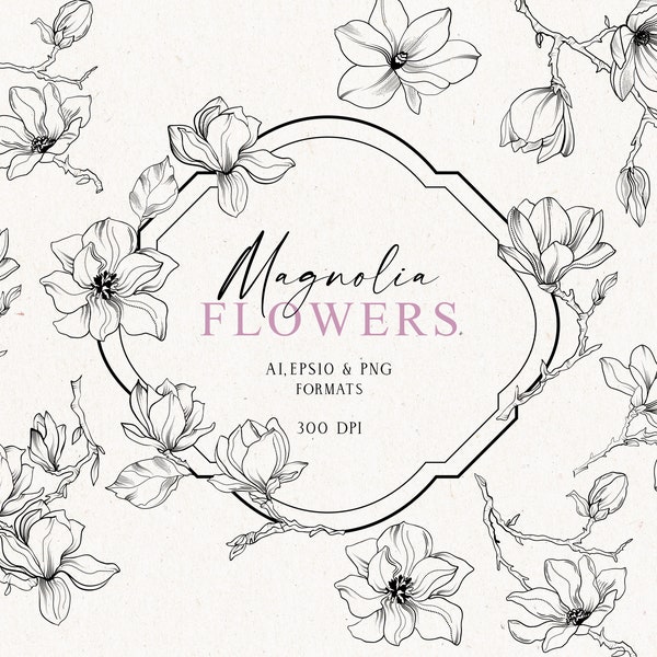 Magnolia Clipart - Etsy