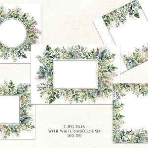Watercolor Greenery Frames, Floral Eucalyptus Borders, Greenery Frames ...