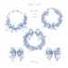 Blue Flower Wedding Set, Borders PNG, Watercolor Bouquets and Frames ...