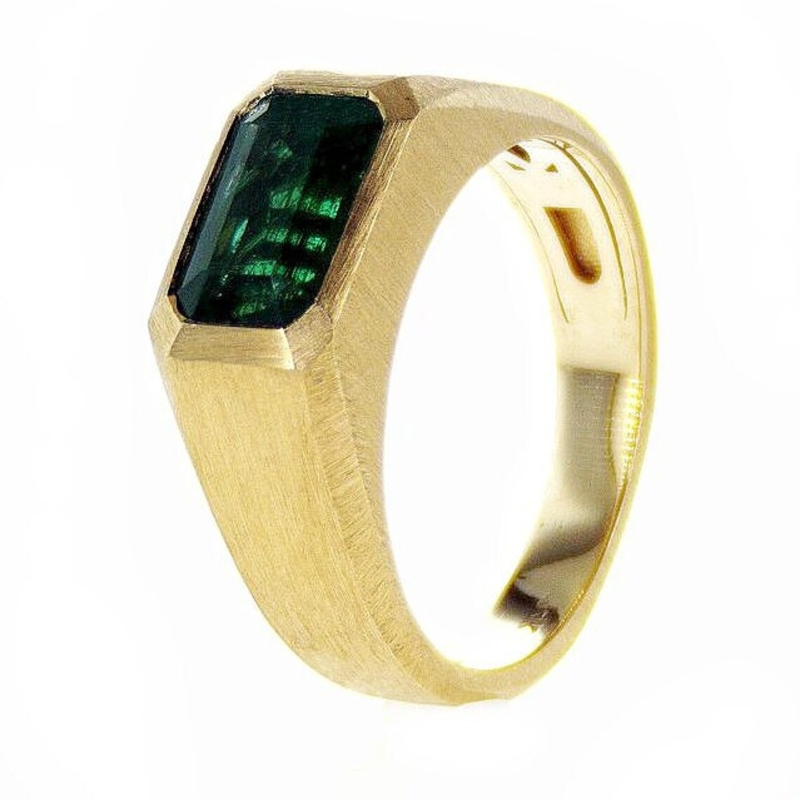 Emerald Men Ring, 14K Solid Gold Emerald Ring, Bezel Ring, Emerald Ring ...