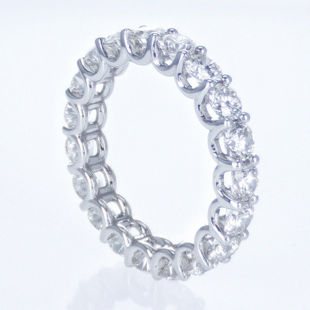 Round Diamonds Eternity Ring, 14K Solid White Gold Diamond Eternity ...
