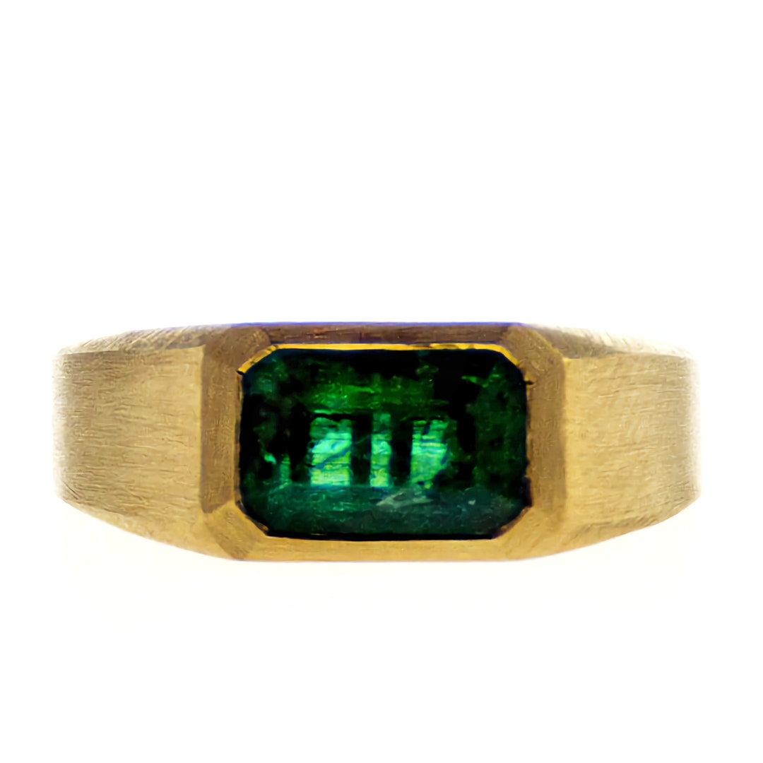 Emerald Men Ring, 14K Solid Gold Emerald Ring, Bezel Ring, Emerald Ring ...