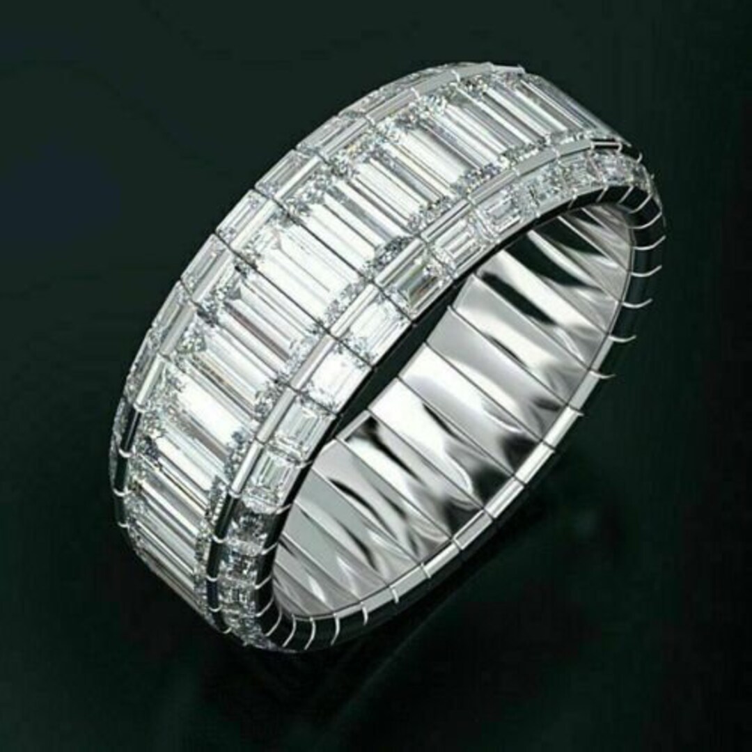 Full Eternity Men's Band, Men's Sliver Diamond Band, 4 Ct Diamond Ring ...