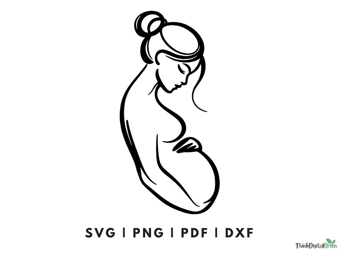 Pregnant Woman Holding Baby Bump SVG PNG PDF Dxf Files | Maternity ...