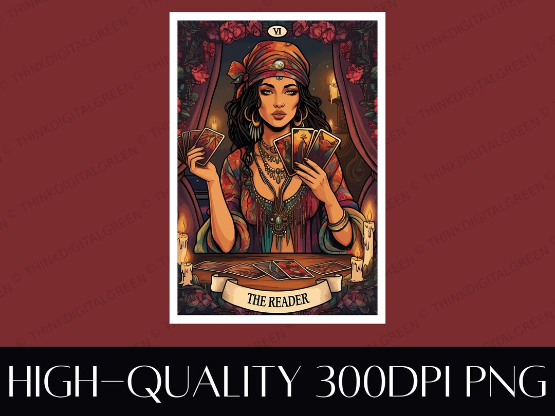 The Reader | Gypsy Tarot Reading PNG | Mystical Gypsy Tarot Card Design ...