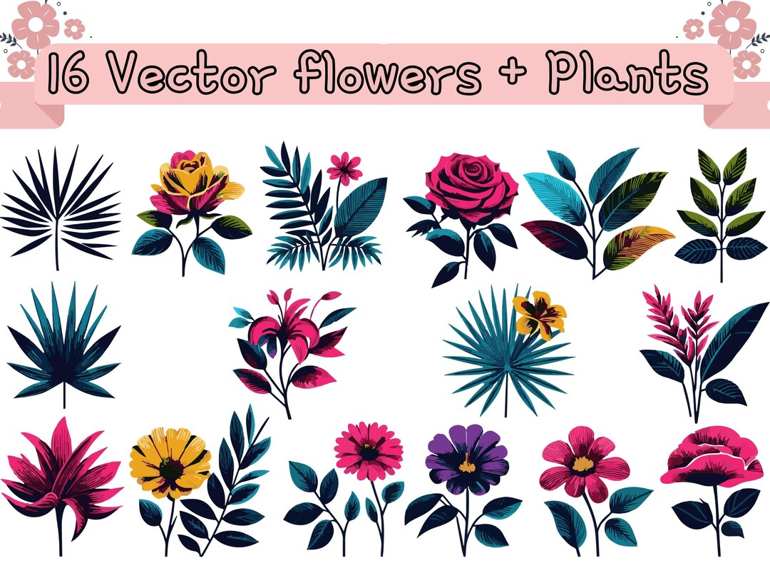 16 Vector Flowers & Plants SVG PNG | Beautiful Floral and Greenery ...