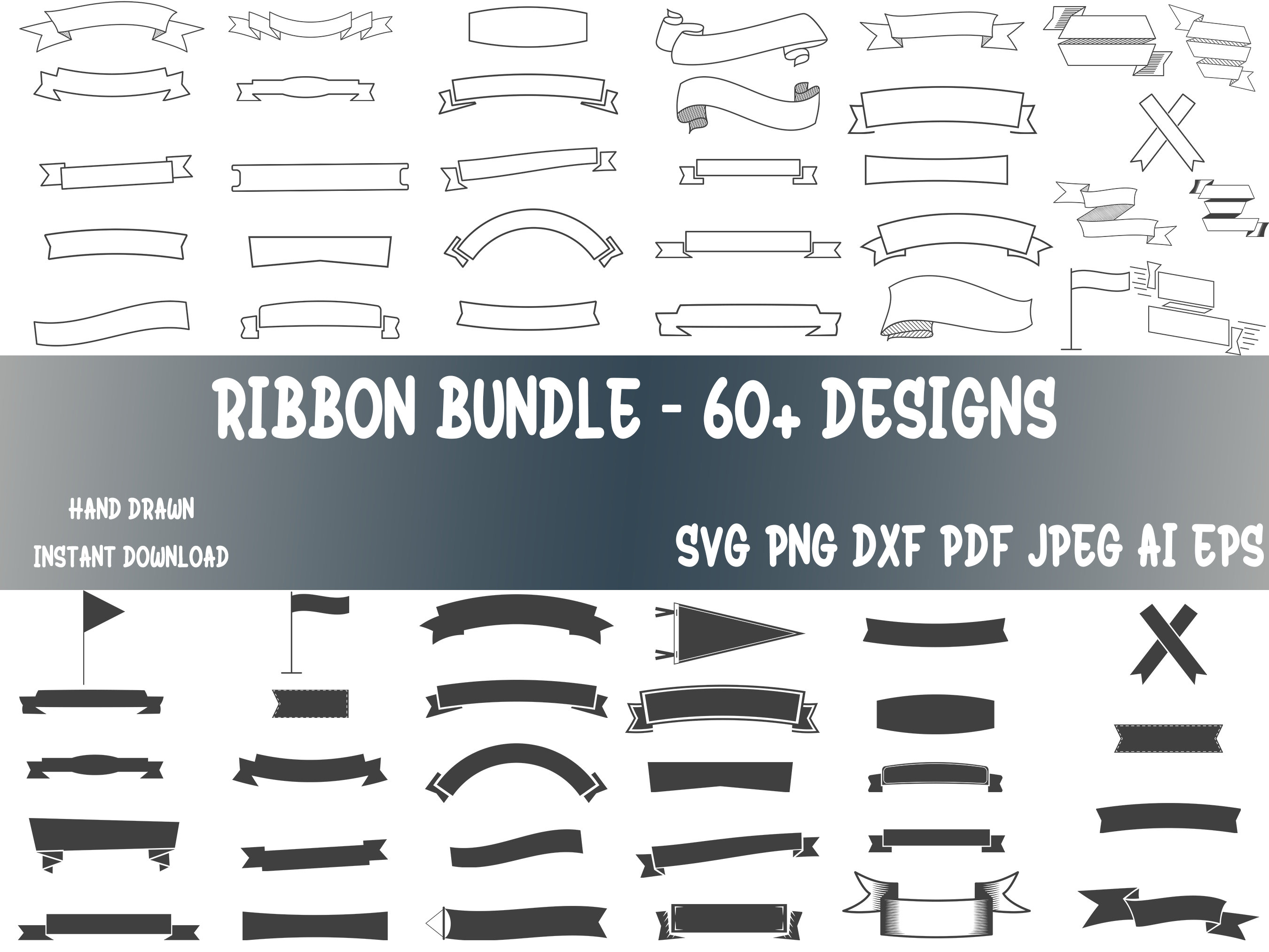 Banner Svg Bundle, Banner Clipart, Banner Png, Banner Vector, Banner Outline, Ribbon Svg, Ribbon ...