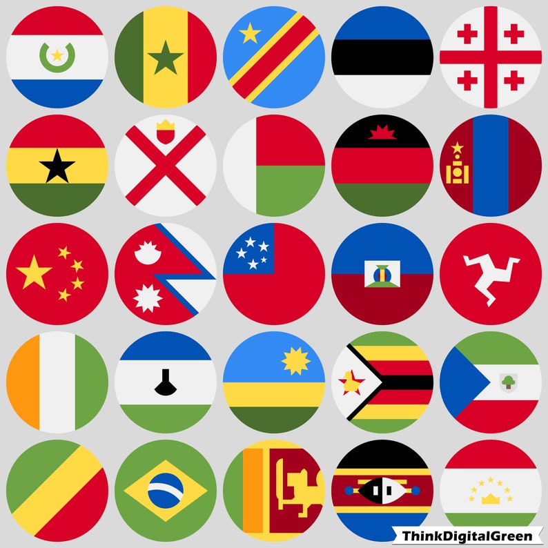 World Flags SVG Bundle - Flags in Circles, Digital Flag Designs ...