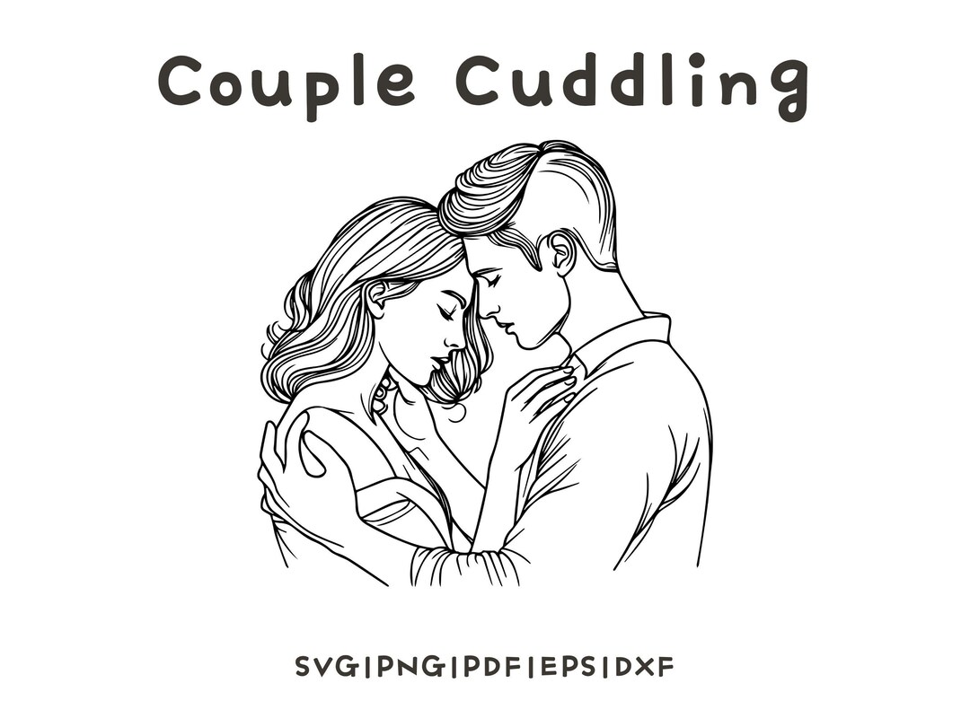 Couple Line Art SVG PNG PDF Eps Dxf | Elegant Love Illustrations for ...