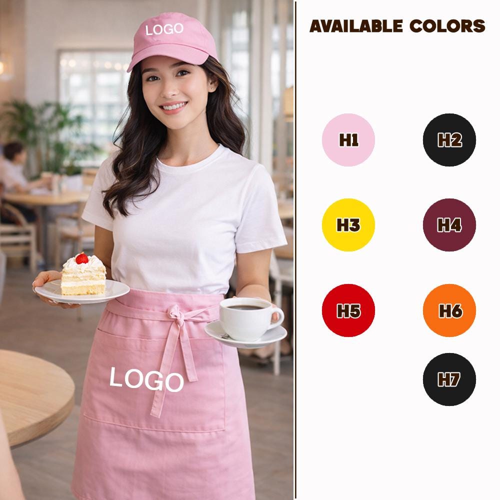 Apron for Cafe & Restaurant Staff, Custom Logo Waist Khaki Apron ...