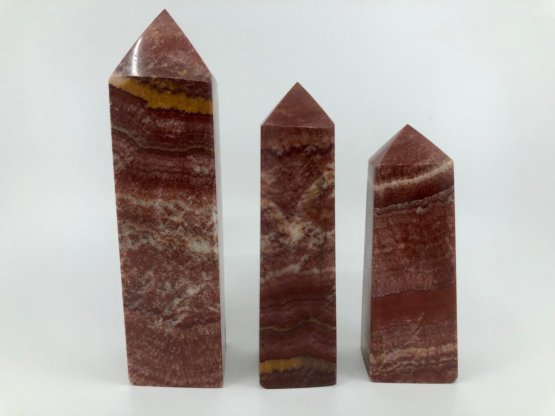 RAINBOW CALCITE TOWERS 3 Chunky Sizes Genuine Crystals Dark Red With ...