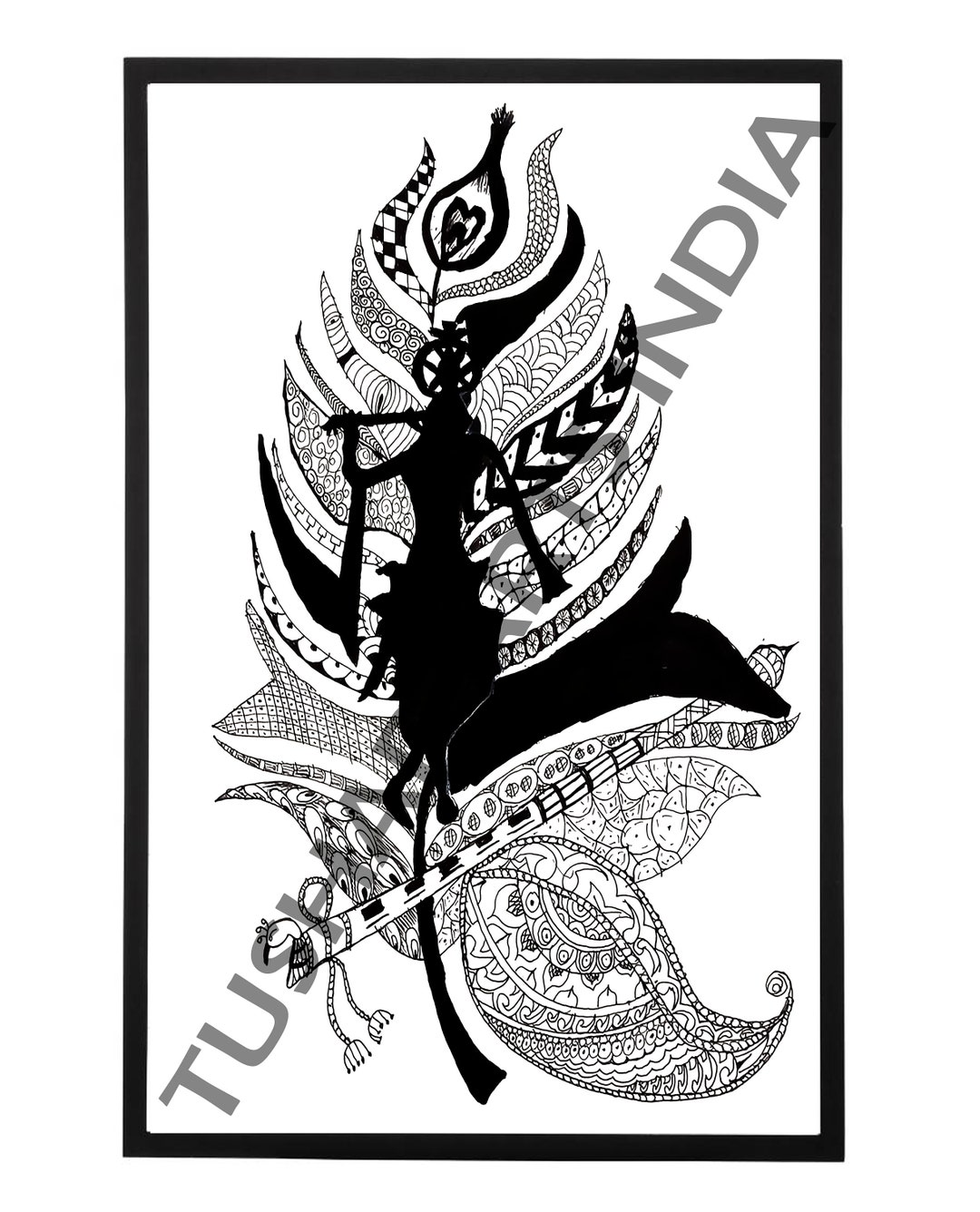 Lord Krishna on Peacock Feather Mandala Art Printable - Etsy