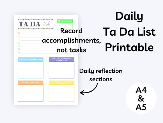 Printable Daily Ta Da List // Undated Planner Digital - Etsy