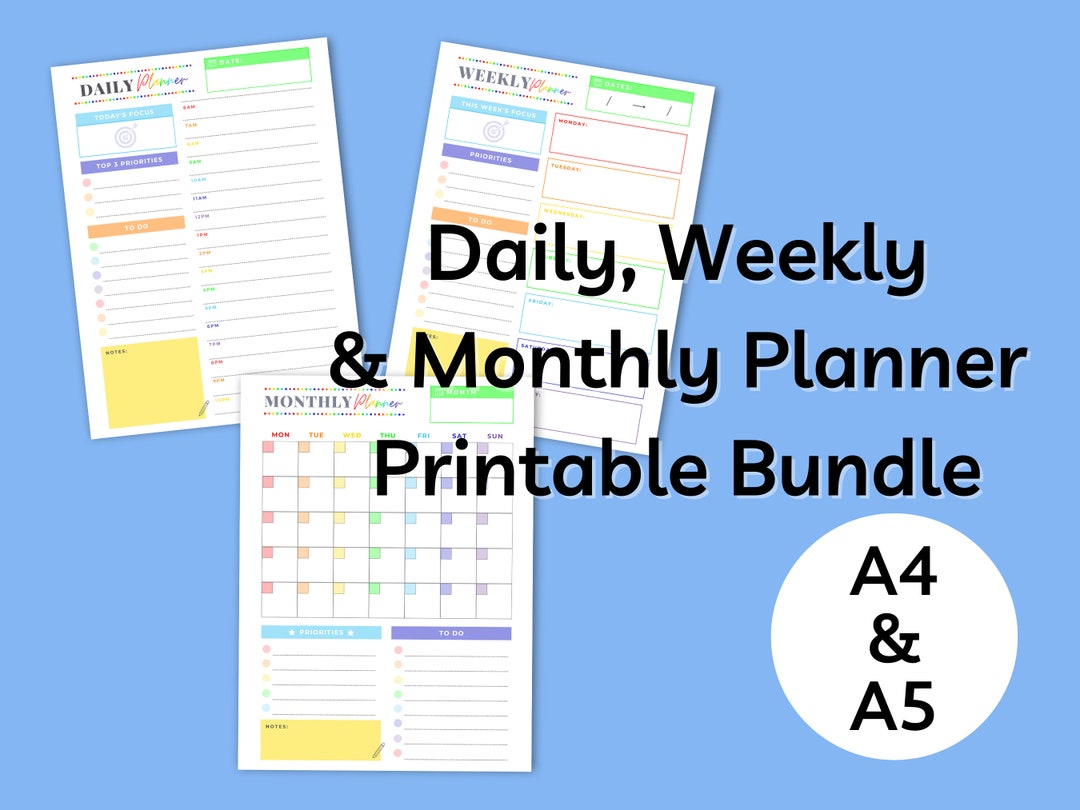 Printable Planner Bundle // Undated Planner, Digital Planner, Printable ...