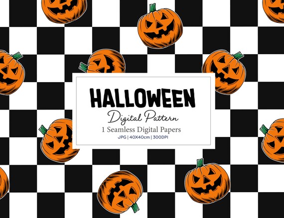 Pumpkin Halloween Checkerboard Seamless Pattern. Repeat - Etsy