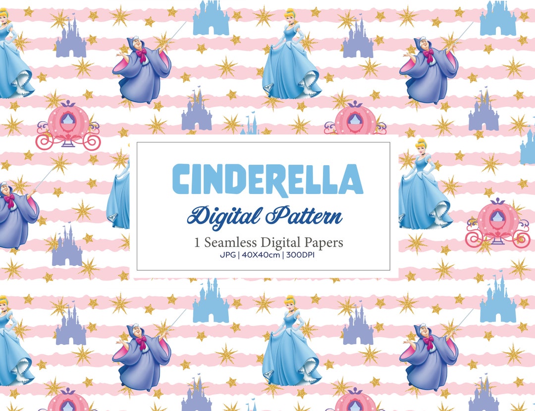 Cinderella Paper Pattern, Princess Seamless Repeat for Fabric, Digital ...