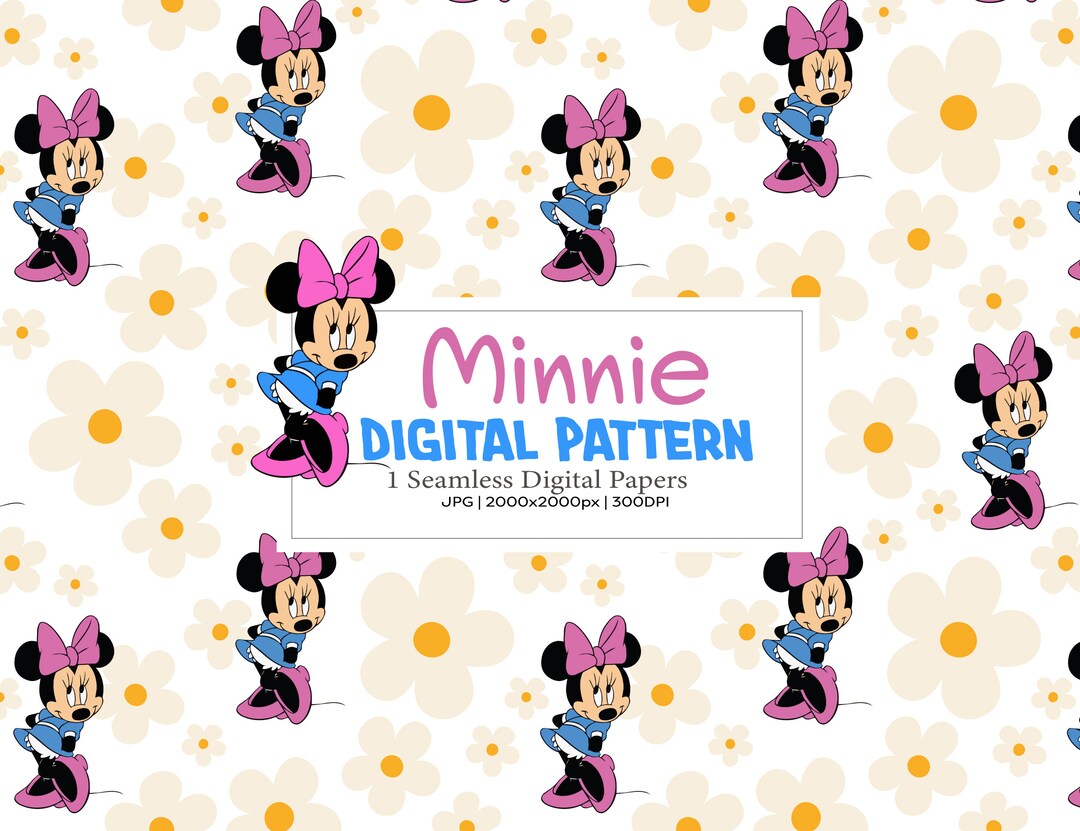 Minnie Mouse Flowers Paper Pattern, Groovy Pastel Seamless Repeat for ...