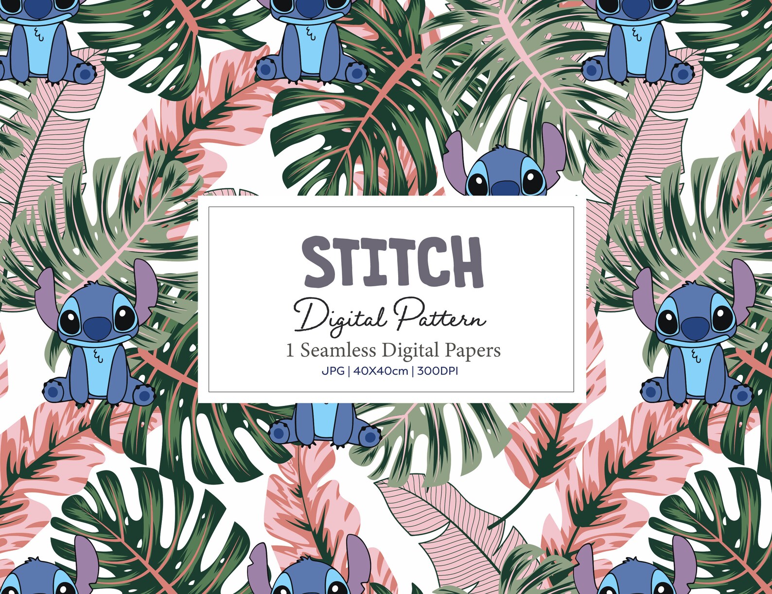 Lilo and Stitch Digital Paper Seamless Pattern Tropical, Pink Lilo ...