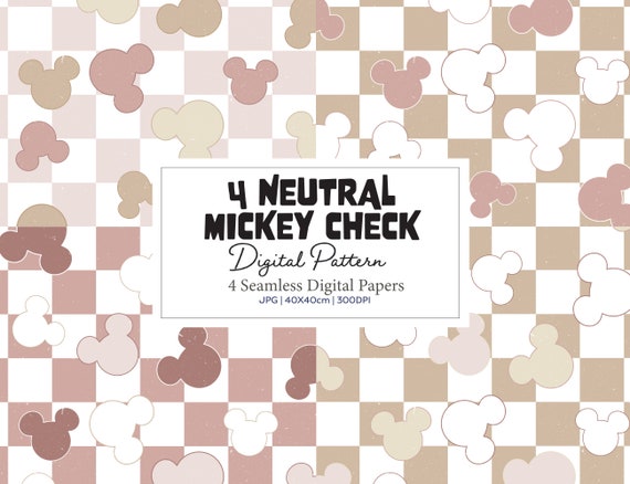 Mickey Mouse Head Summer Paper Pattern Check Neutral Seamless - Etsy