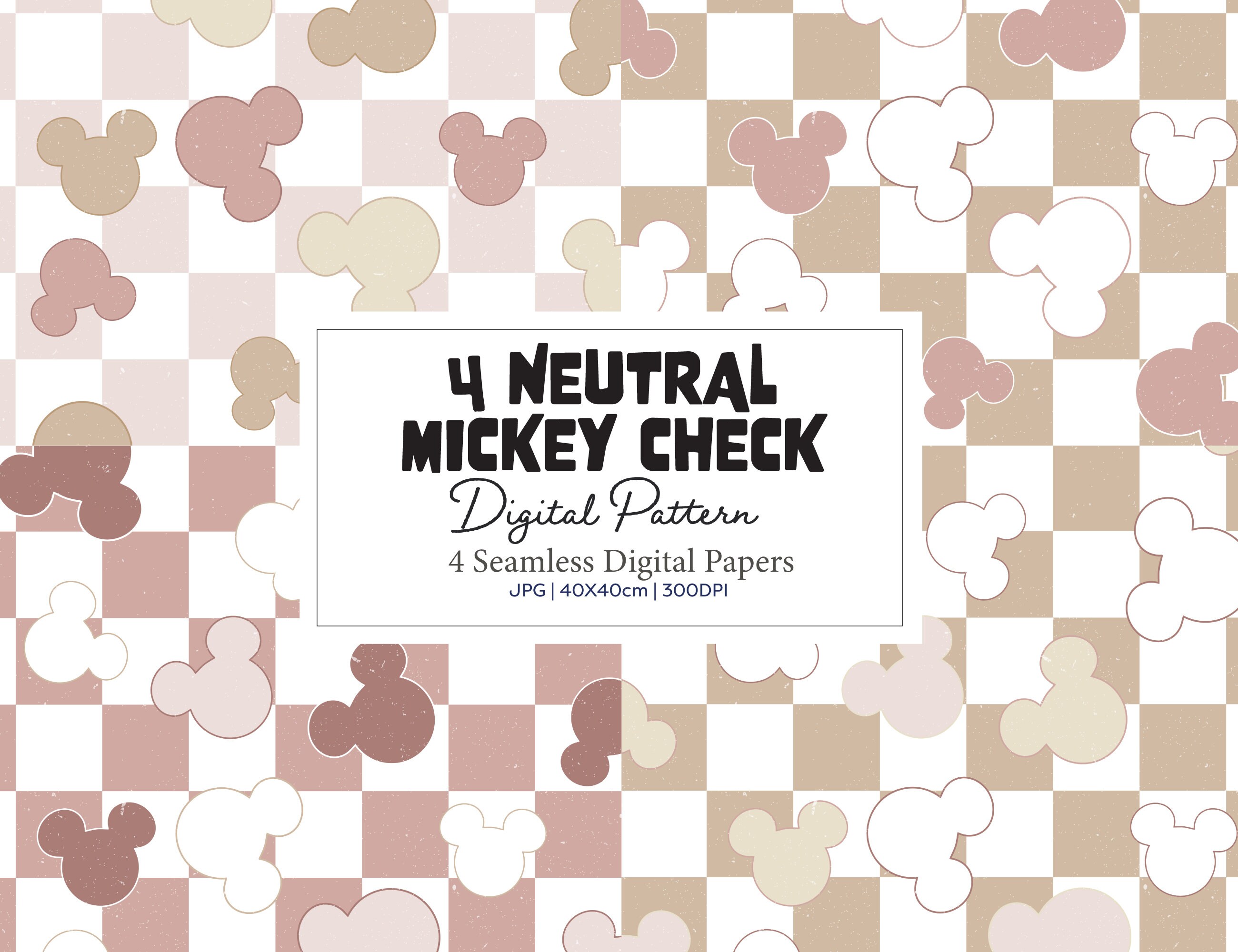 Mickey Mouse Head Summer Paper Pattern, Check Neutral Seamless Repeat ...