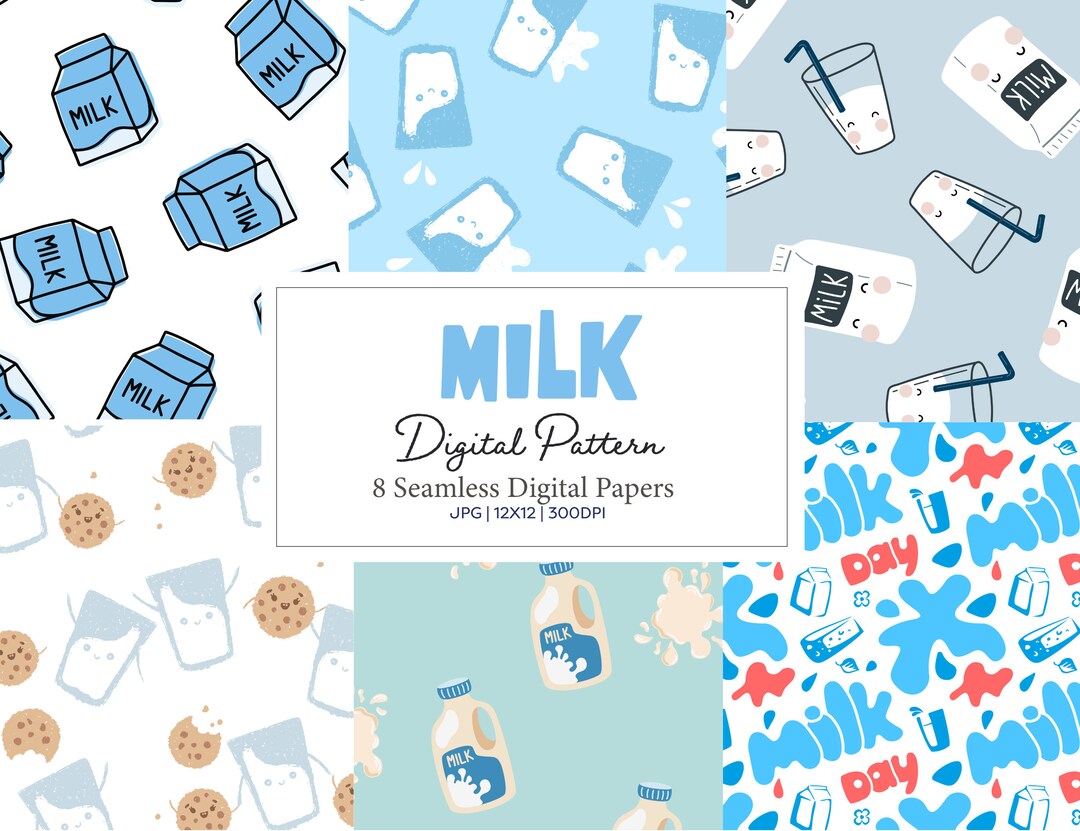 Milk Digital Paper Patterns Cow, Scrapbook Graphics - Etsy