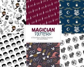 Wizard School Magic Digital Paper Pack, Potter House Colors Goblet ...