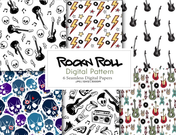 Rock & Roll Digital Paper Patterns Music Punk Wallpaper - Etsy