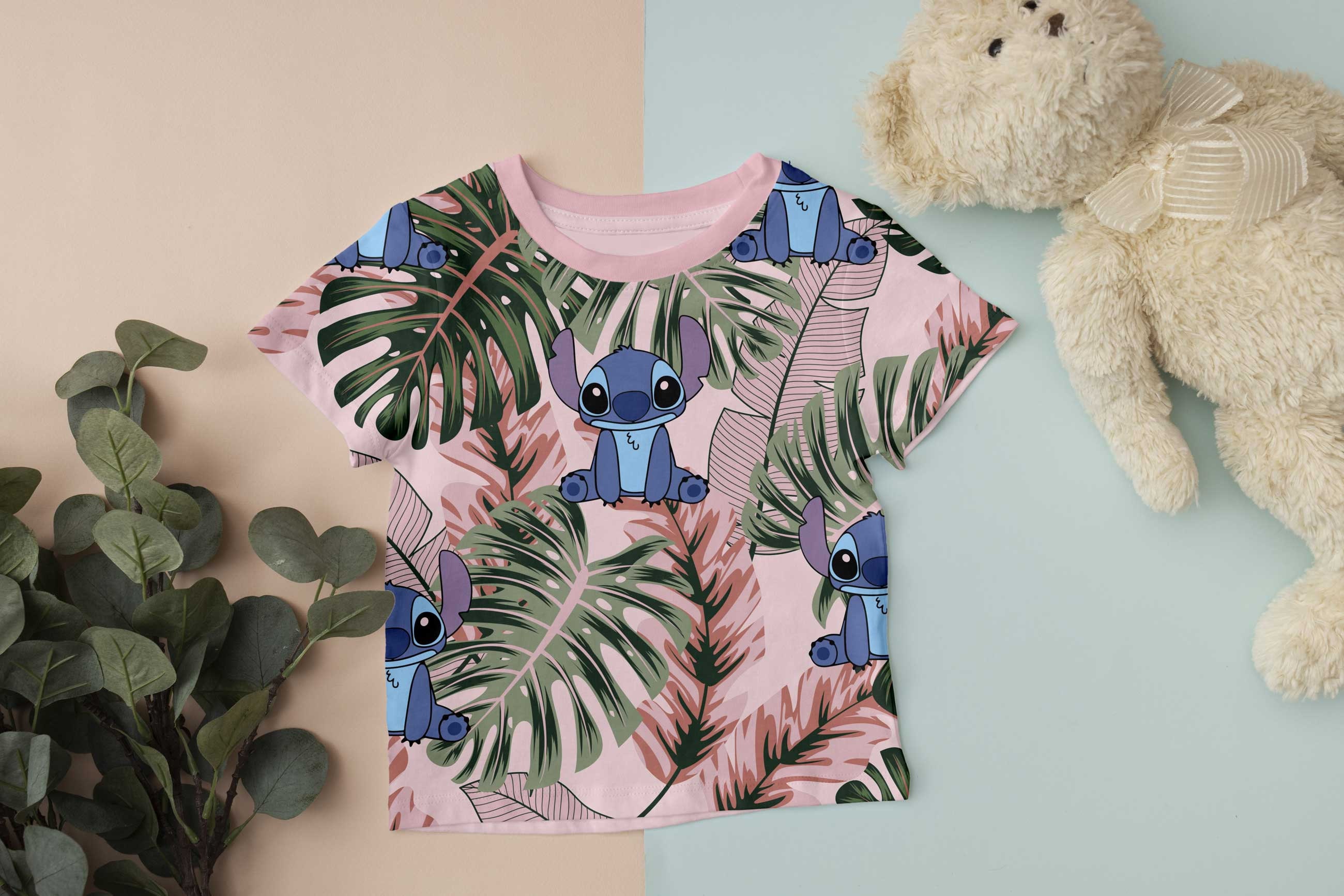 Lilo and Stitch Digital Paper Seamless Pattern Tropical, Pink Lilo ...