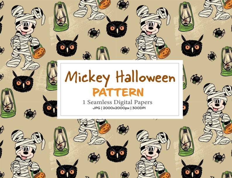 Mickey Mouse Background Paper Pattern Mummy Halloween - Etsy