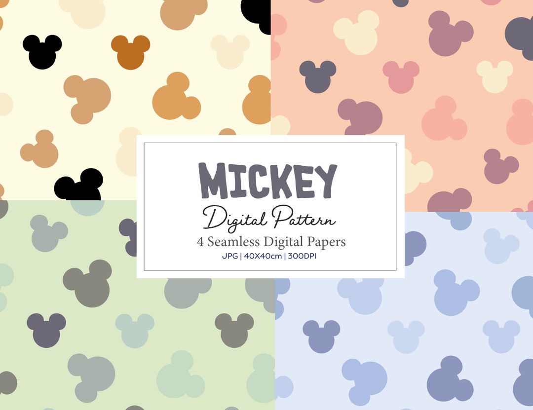 Mickey Mouse Head Paper Pattern, Nursey Pastel Seamless Repeat for ...