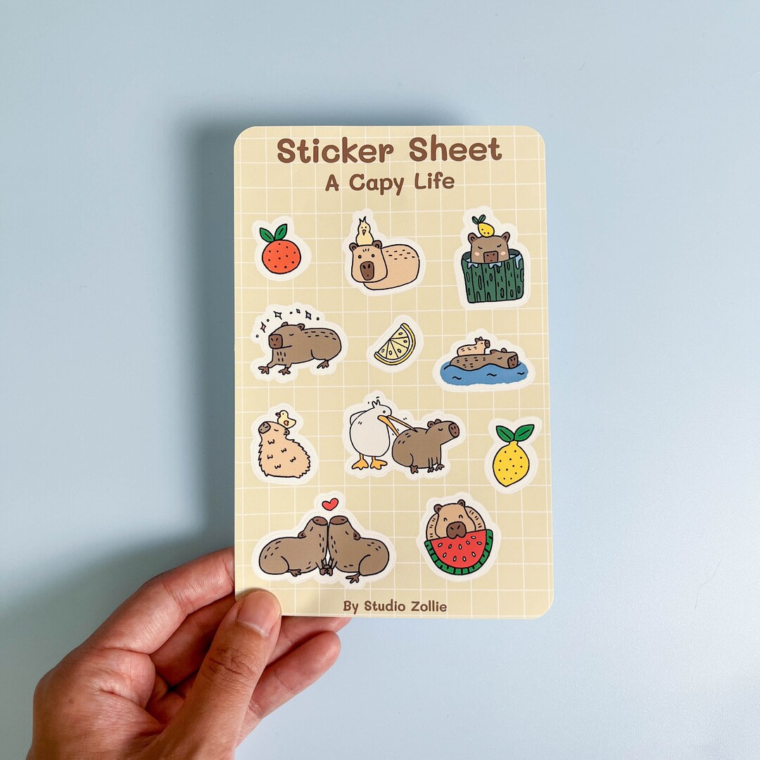 Capybara Sticker Sheet Cute Capybara Stickers Matte Vinyl - Etsy