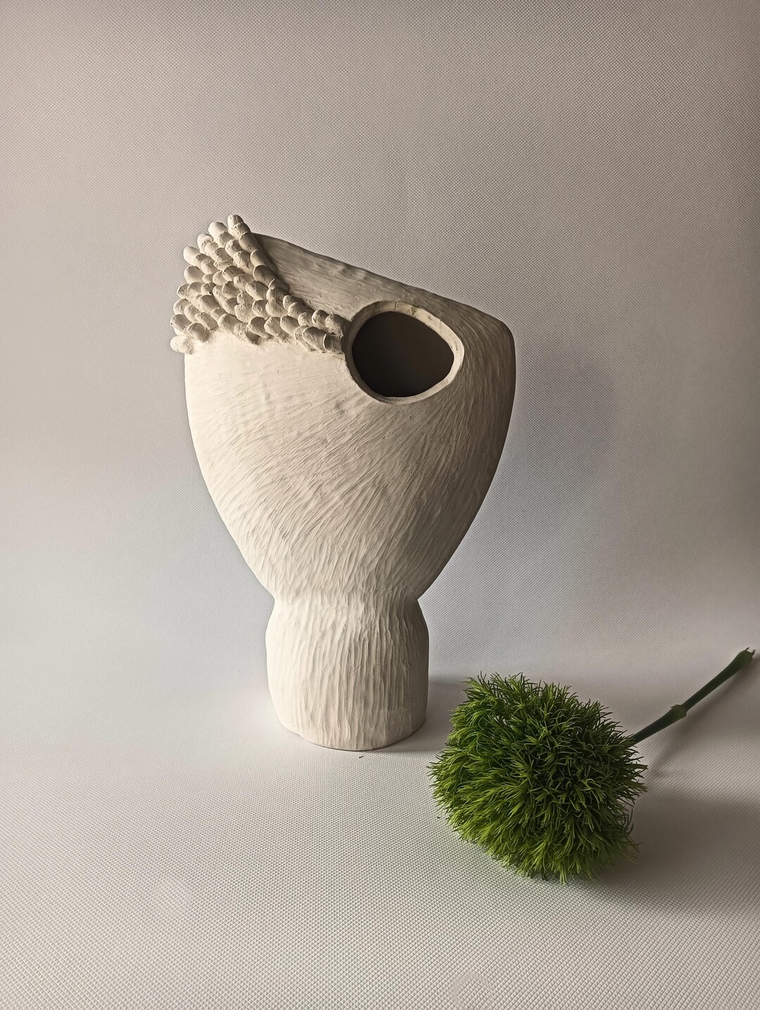 Handmade Sculpture Vase With Off-white Exterior Texture. Minimalist and ...