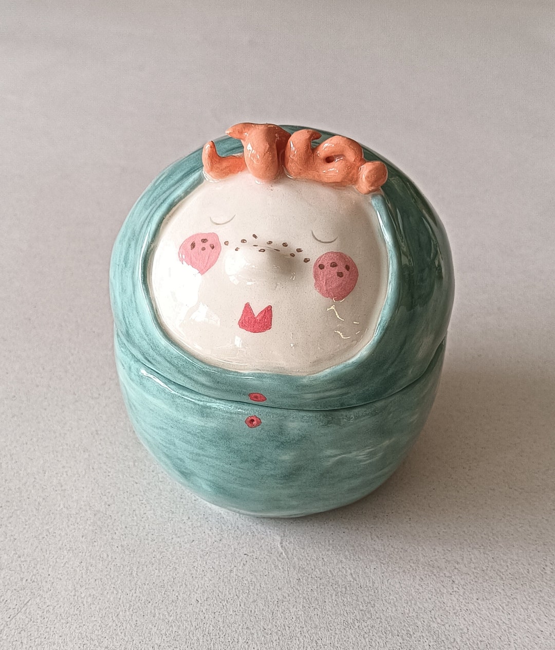 Hand Painted Ceramic Doll Jewelry Box Ceramic Treasure Doll - Etsy