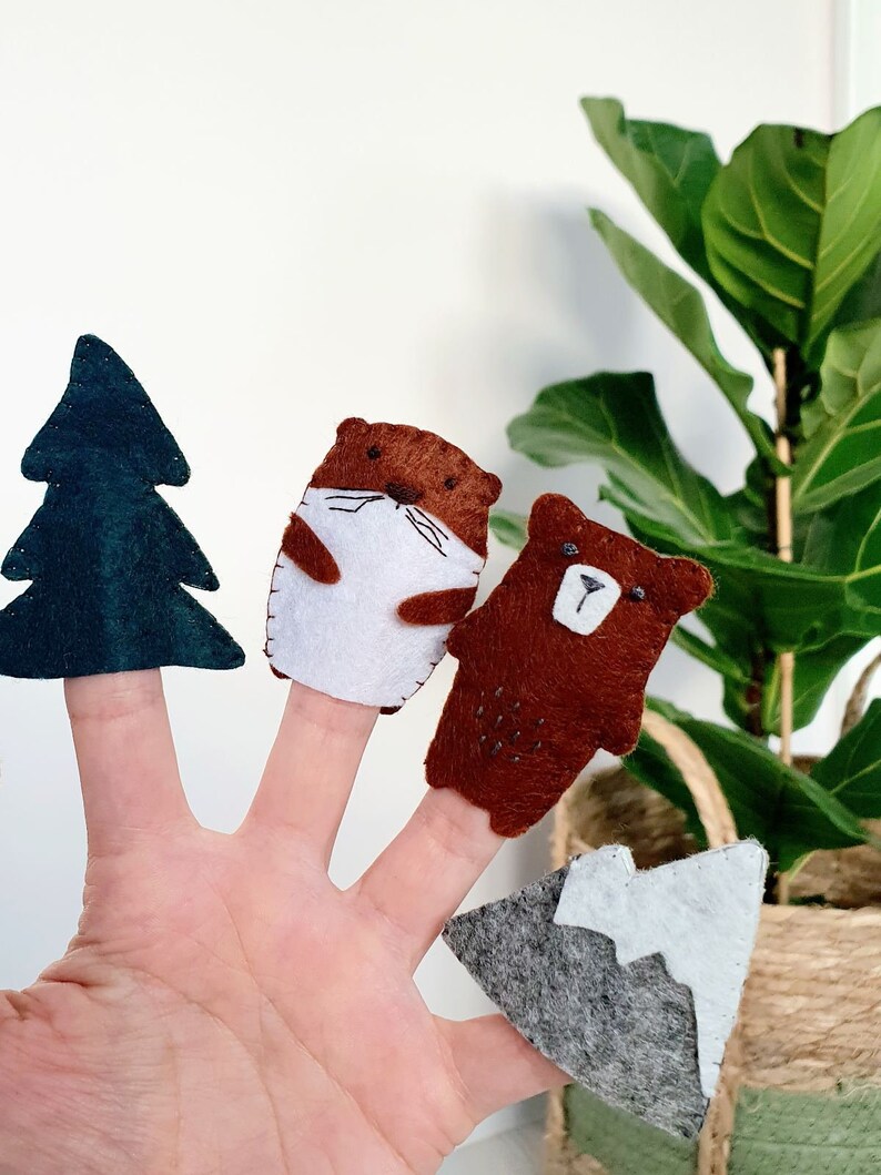 Felt Finger Puppets, Woodland Baby Toys, Puppet Theater, Handmade Baby ...