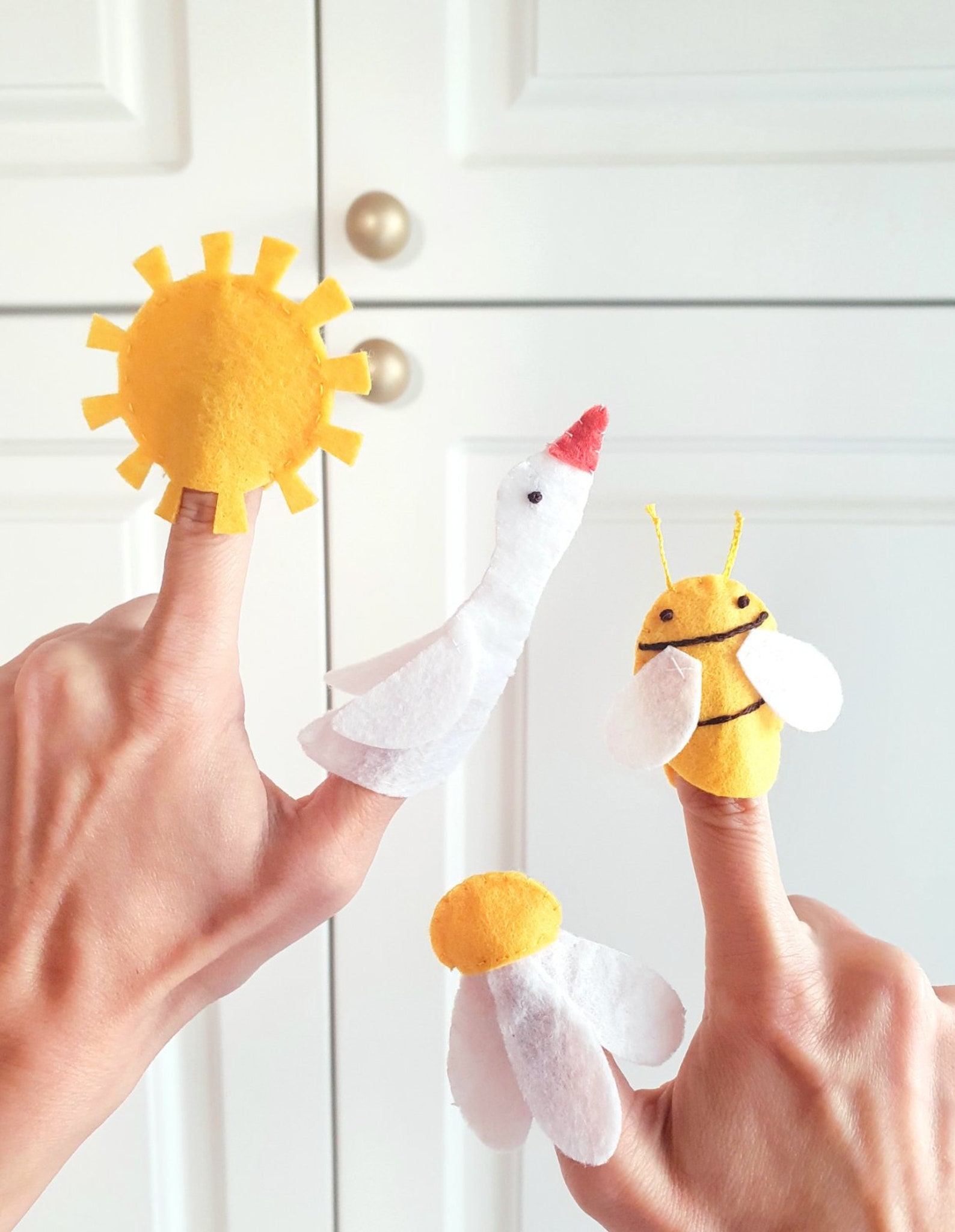 Felt Finger Puppets Set, Handmade Montessori Toys, Spring Puppet ...